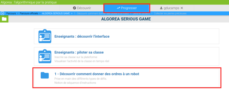 Algorea - Niveau 1 : Donner des instructions [Algorea : Initiation aux ...
